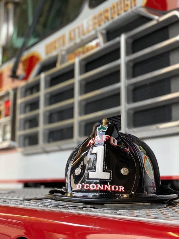 Customized Boston Firefighter Device with painted text
